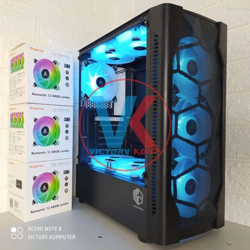 Jual Cube Gaming Byron Black Atx Gaming Case - Plus Fan 3 Buah Di ...