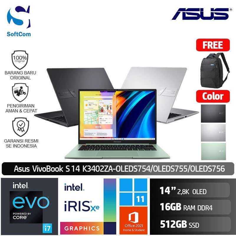 Promo Asus Vivobook S14 K3402za Oleds754 Oleds755 Oleds756 Notebook ...