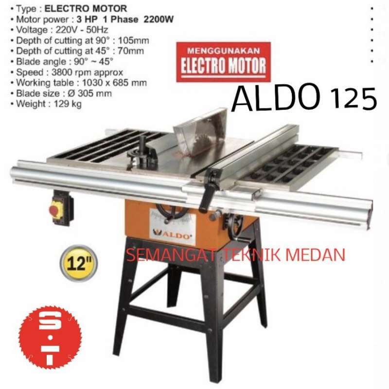Jual 125 TABLE SAW TABLESAW MEJA POTONG KAYU ELECTRO MOTOR DINAMO 12 ALDO di Seller Semangat ...