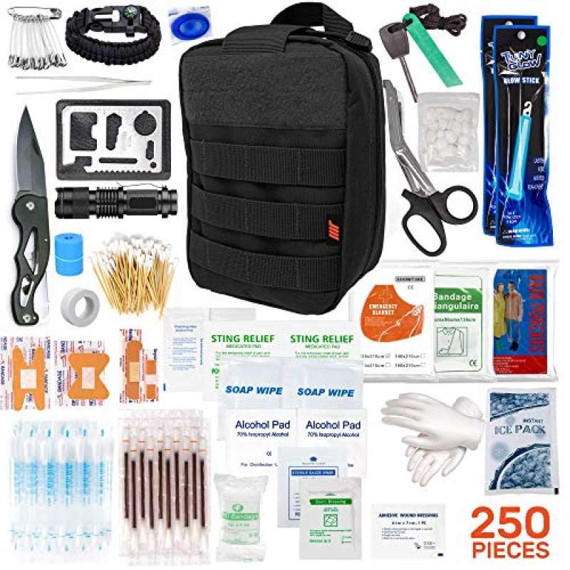 Jual 250pcs Tactical First Aid Kit Supplies with Molle Compatible Bag - Perfect as Emergency Kit ...
