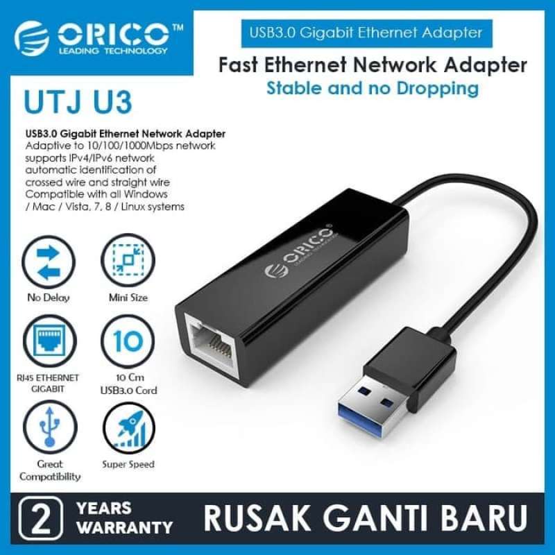 Jual Orico UTJ-U3 USB 3.0 To Lan Gigabit Ethernet Network Adapter di ...