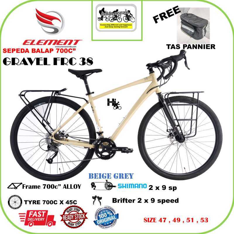 Jual Sepeda Balap GRAVEL ELEMENT FRC 38 Road bike all terrain BONUS TAS ...