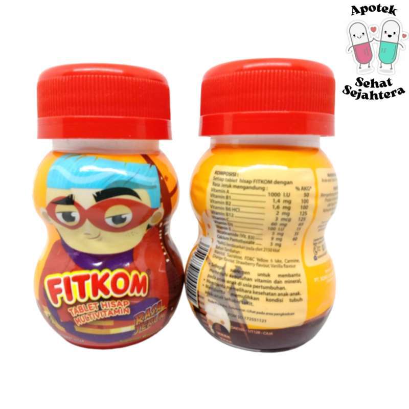 Jual FITKOM TABLET HISAP MULTIVITAMIN BOTOL ISI 21 TABLET RASA JERUK di ...