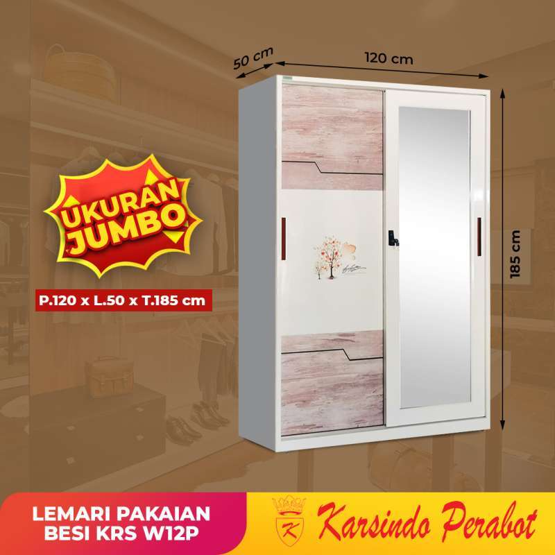 Jual Lemari Pakaian Besi 2 Pintu Sliding Krs W12p-karsindo Di Seller ...