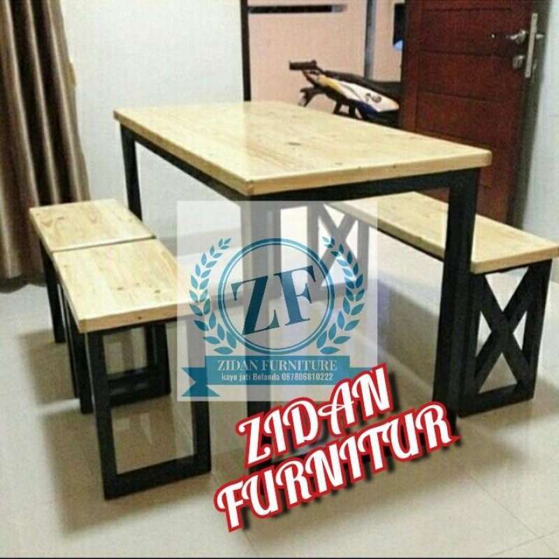 Jual meja makan/Caffe/resto/warung kayu jati Belanda - Natural & Hitam ...