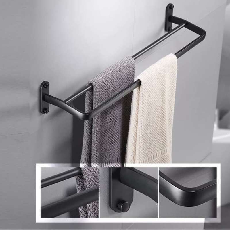 Promo Gantungan Handuk Stainless 2 Baris Hitam Diskon 15% di Seller ...