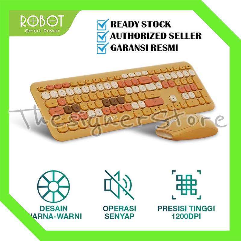 Jual Robot Km3300 Set Mouse Keyboard Wireless Combo Silent Click Desain Ergonomis For Laptop