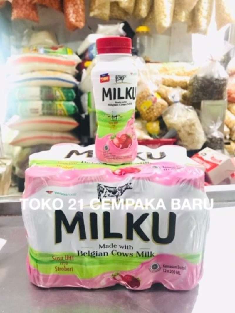 Jual Milku Rasa Stroberi 200ml 1 Karton Isi 12 Botol Susu Milku ...