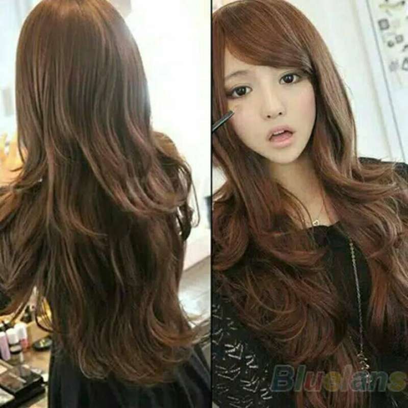 Jual Wig Rambut Palsu Wanita model Gelombang Panjang Berwarna di Seller ...