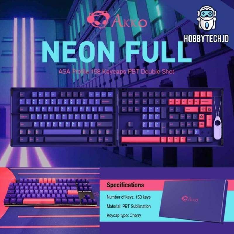 Jual Akko Neon ASA Profile 157 Keycaps Set PBT Doubleshot di Seller ...