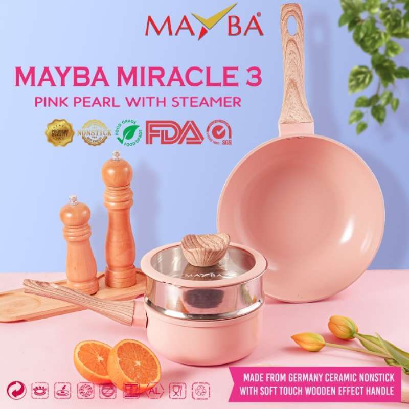 Jual MAYBA MIRACLE 3PC Panci set Pearl Ceramic Germany Anti Lengket wok ...