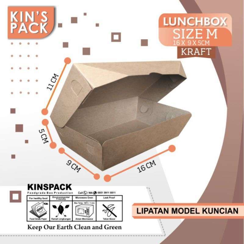 Promo Paper Lunch Box Kraft / Craft M Laminasi PE Model Lipatan / Selip ...