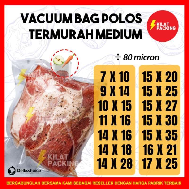 Jual VACUUM BAG POLOS / PLASTIK VACUUM DELKOCHOICE UKURAN MEDIUM SATUAN ...