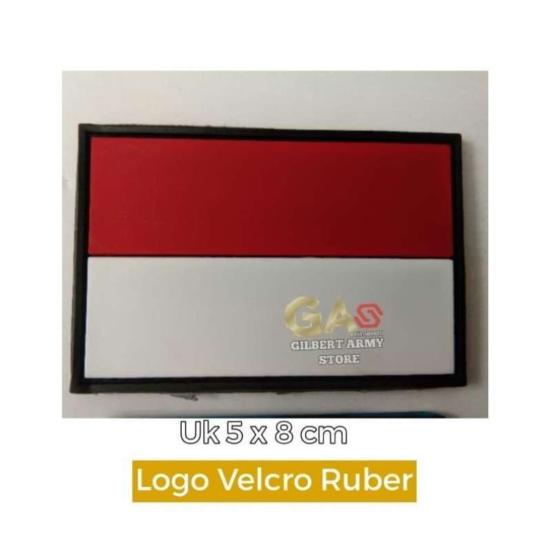 Jual Patch emblem Rubber Karet Velcro logo bendera merah putih polos di ...
