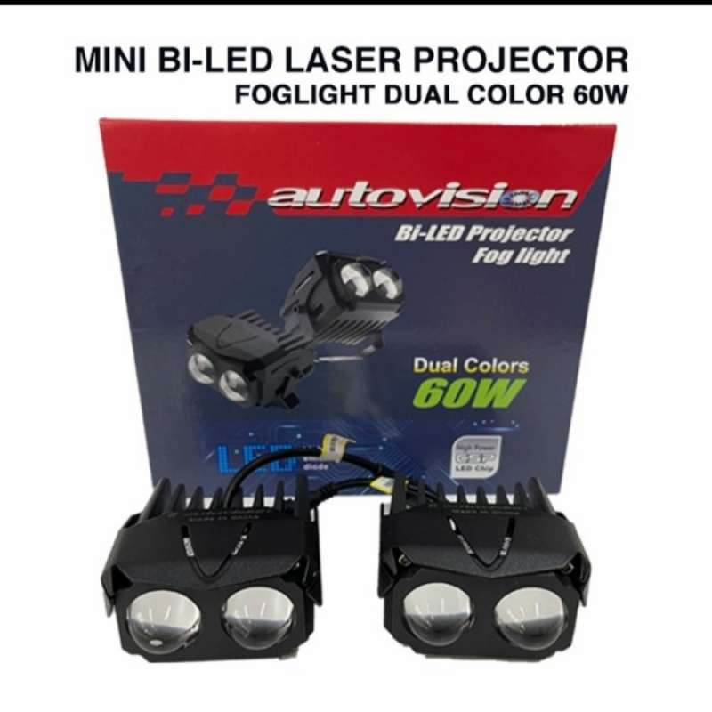 Promo Mini Biled Projector 2 Lensa Autovision 60 Watt. 2 Warna Putih ...
