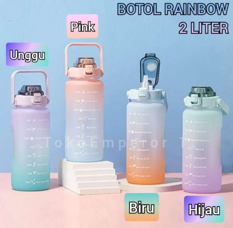 Jual Botol Air Minum Rainbow 2 Liter Botol Motivasi Botol Viral Botol ...
