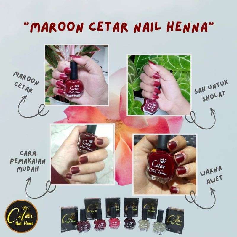 Jual Cetar Nail Henna Sah Buat Sholat Halal Awet Tidak Luntur Kutek Di ...