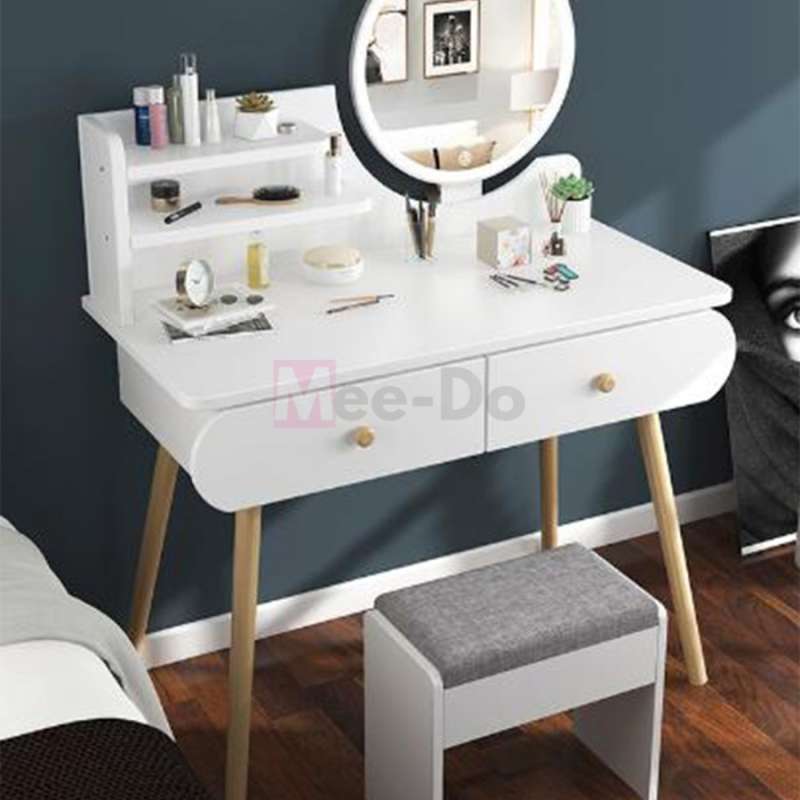 Promo Meja Set Kursi Rias Cermin Kaca Make Up Minimalis Aesthetic ...