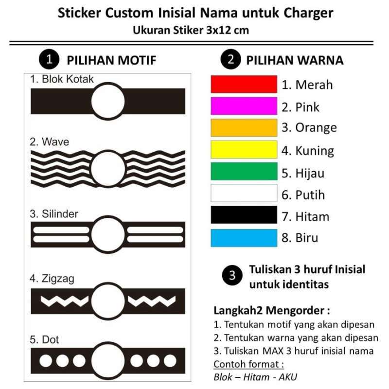 Jual Stiker Label Inisial Nama Anti Tertukar Charger Hp Powerbank ...
