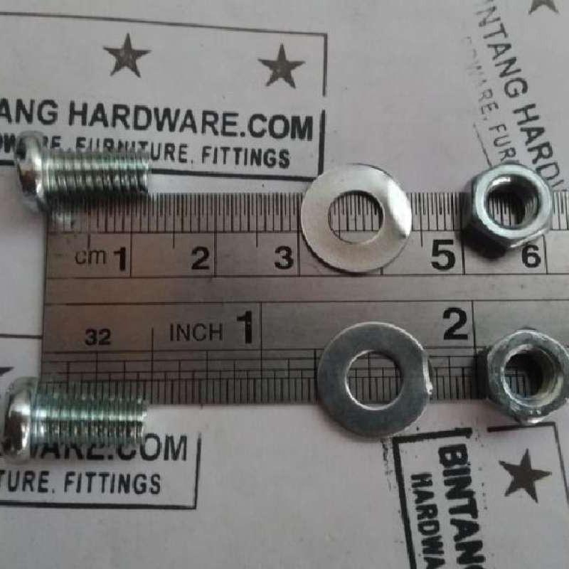 Jual Baut JP 6X12 mm Isi 10 Set Baut Bulat Kepala Plus Mur Putih Ring Plat di Seller Bintang ...