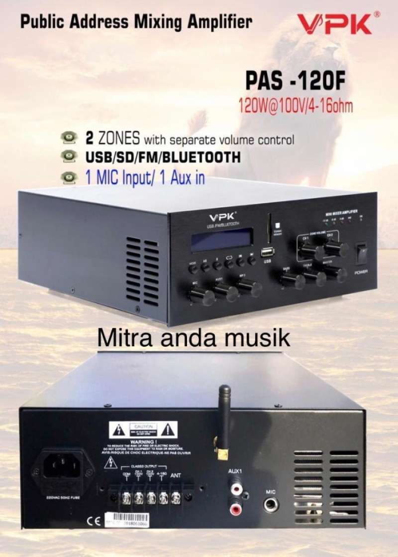 Promo Power amplifier usb bluetooth vpk pas120f public address toa ...