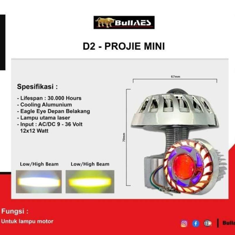 Jual Lampu LASER PROJIE Mini Laser D2 Dual Angel Eye Hi Loo beam ...