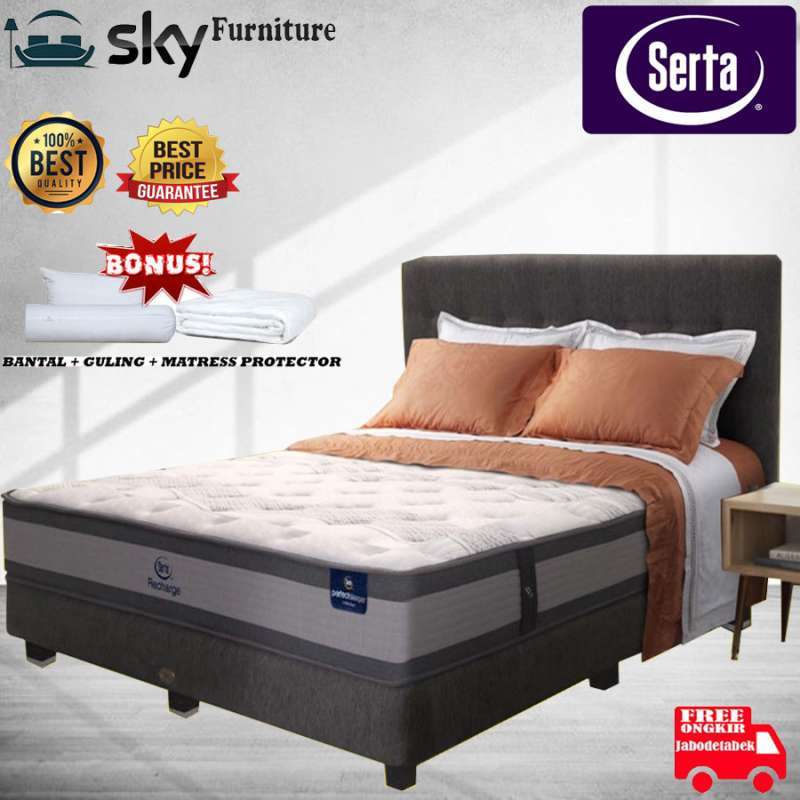 Jual 1 SET FULL Serta Recharge Set Springbed - Putih Coklat [Full Set/ Kasur + Divan + Sandaran ...