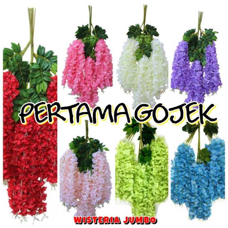Promo LUSINAN Bunga Wisteria JUMBO/Rumput Plastik/Daun Rambat/Busa ...