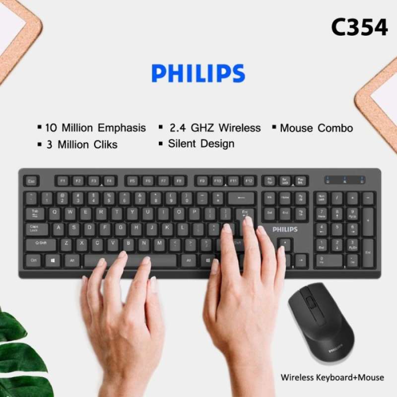 Jual Mouse Keyboard Wireless Combo Phillips Lengkap dengan Baterai C354 ...
