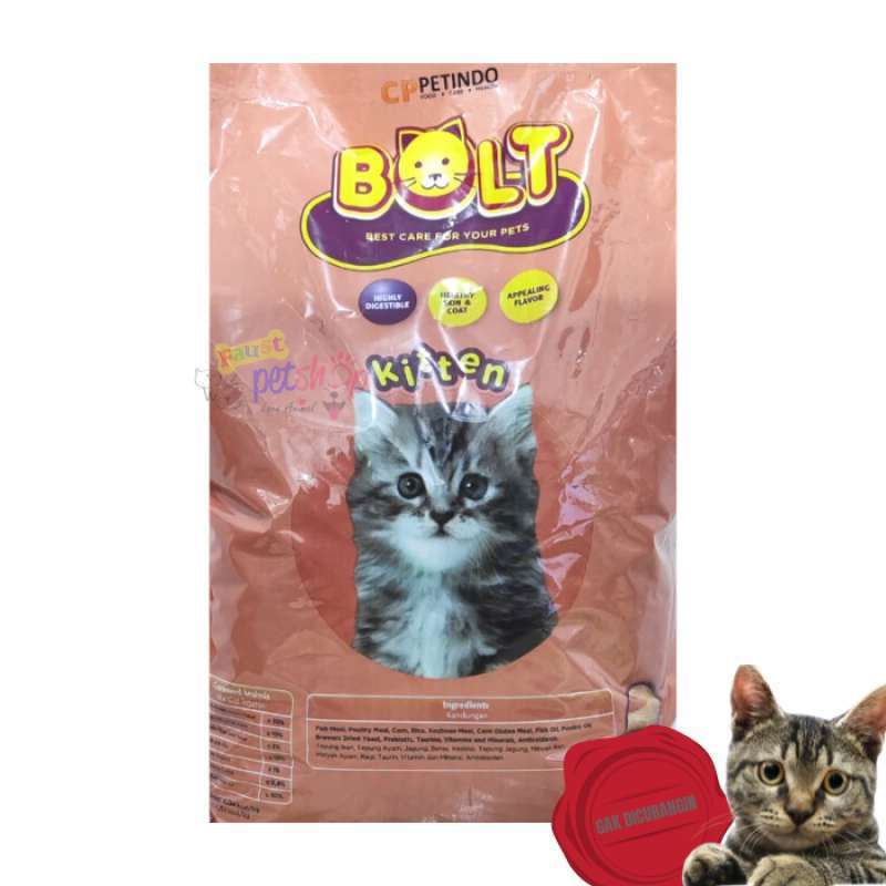 Promo Bolt Kitten Salmon 1Kg No Pork Makanan Kucing Kering Dry Cat Food ...