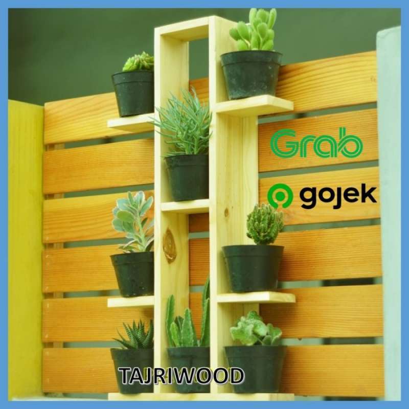 Promo Rak Dinding Kayu Tempat Pot Bunga Kaktus / Rak Bunga Susun ...