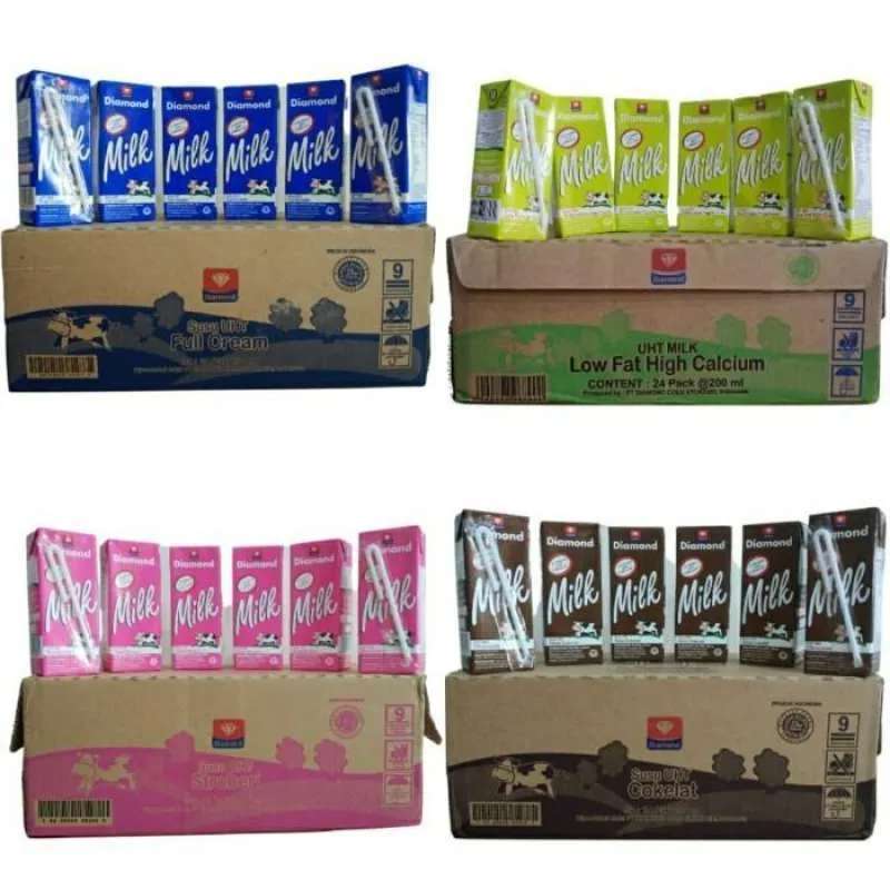 Promo Diamond Milk Susu UHT 200 ml Full Cream Strawberry Low Fat ...