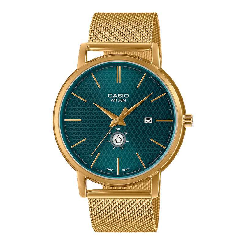 Promo Casio General MTP-B125MG-3AVDF Geometric Patterns Green Dial Gold ...