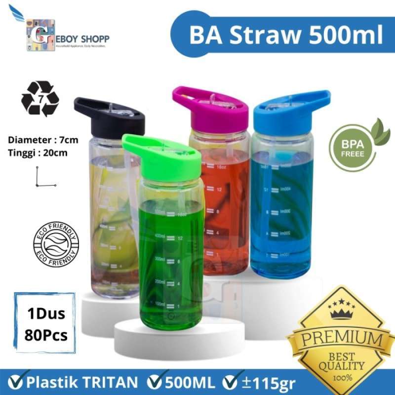 Jual BOTOL MINUM STRAW / BOTOL AIR STRAW 500ML PROMO di Seller SNJ ...
