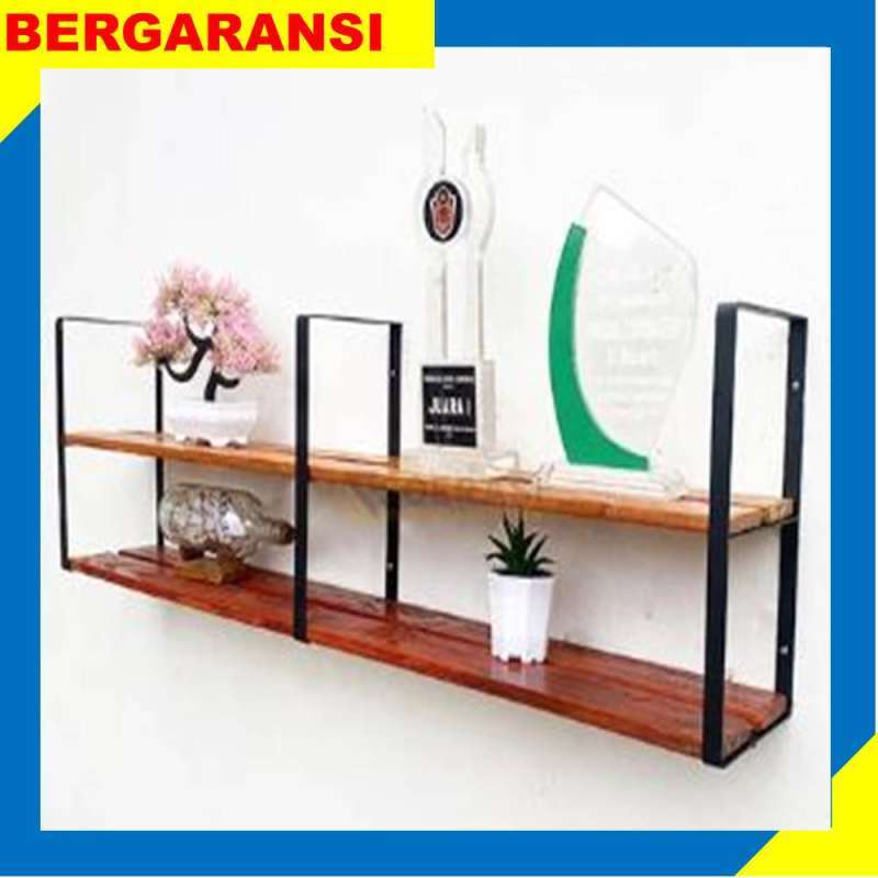Jual Rak dinding susun lebar besi dan kayu penyimpanan minimalis ...