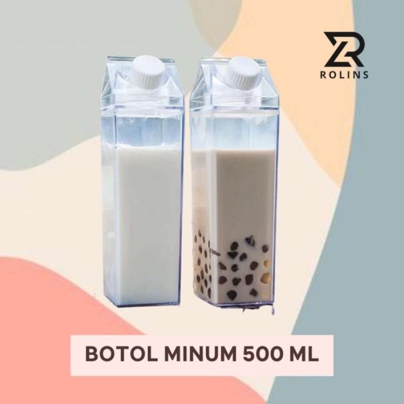 Jual Botol Bentuk Kotak Susu Bening Transparan Botol Refill Minum ...
