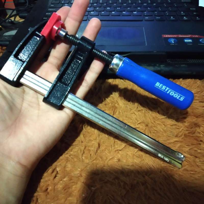 Promo Clamp F Ukuran 5x15 Cm, Handle Kayu Kuat Diskon 25% Di Seller ...