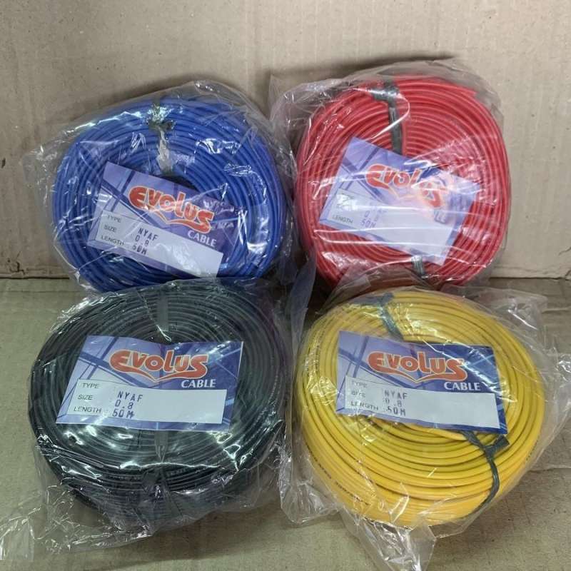 Jual KABEL NYAF 1X0.8 EVOLUS 50 METER KABEL SERABUT KABEL RAMBUT ...
