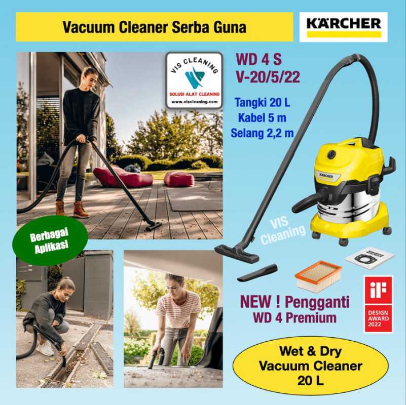 Jual Vacuum Cleaner Karcher Wd 4 Premium (wet & Dry 20 Liter) Di Seller ...