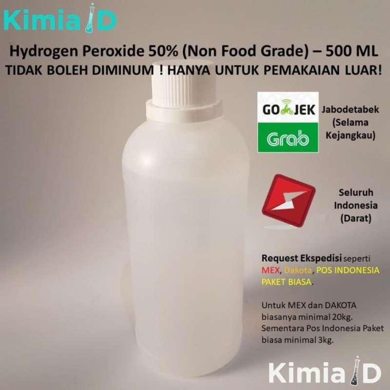 Jual Hydrogen Peroxide 50% 500 ML H2o2 50% P3k Disinfektan di Seller ...