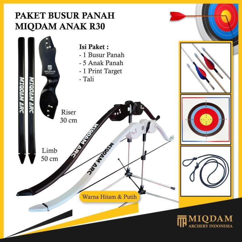 Jual Paket Busur Panah Miqdam Anak R30 II Hitam-Putih di Seller SIDIK ...
