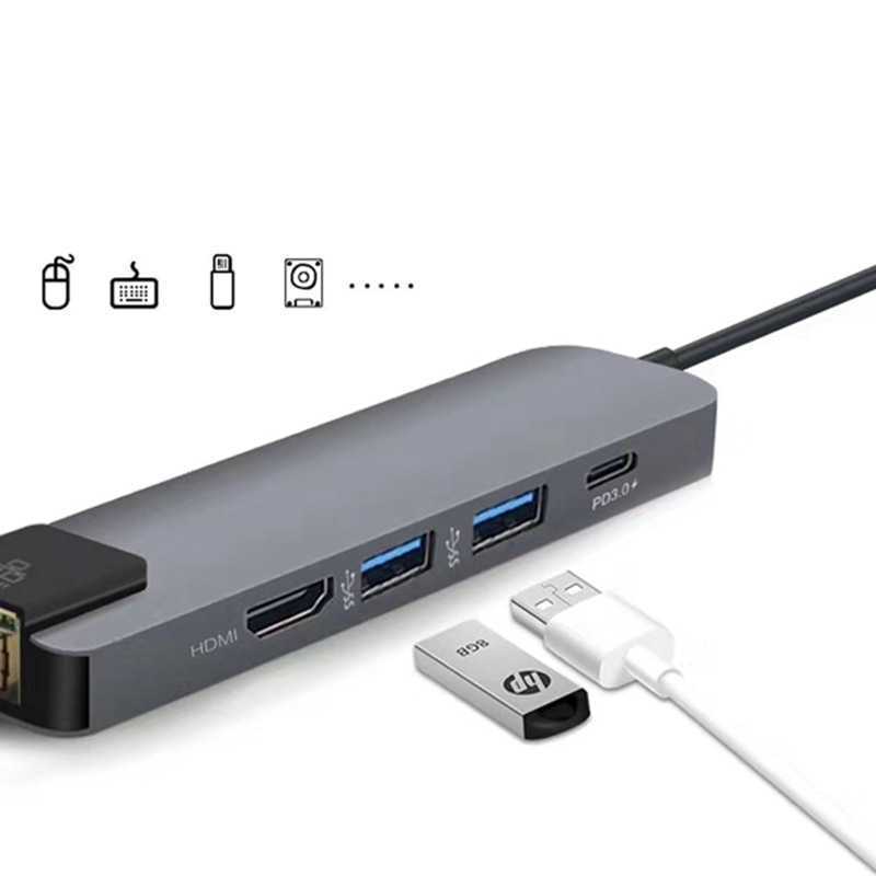 Promo EDUP USB Type C Hub 5 in 1 LAN HDMI Pass-through Charging YC-206 Warna Gray Diskon 54% di ...
