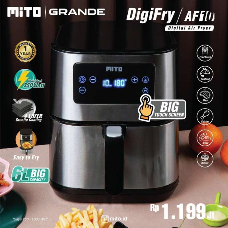 Jual Air Fryer Digital Mito Grande AF10 Kapasitas 6 Liter GARANSI RESMI ...