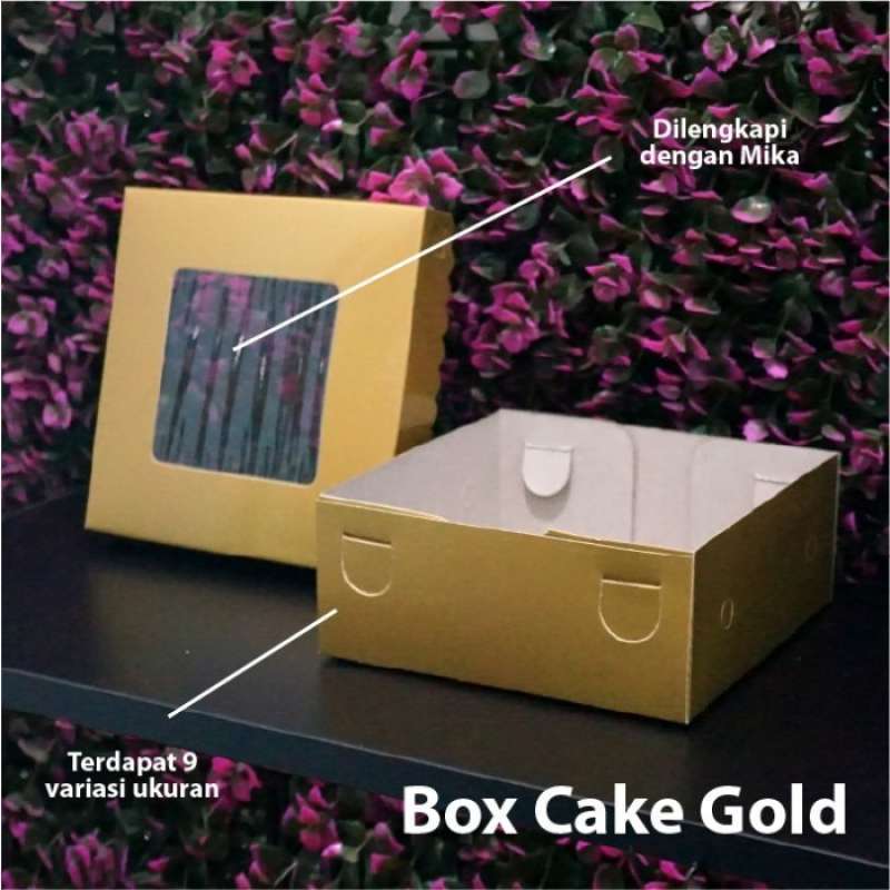 Promo DUS EMAS KACA 20 X 20 X 7.5 CM - BOX KUE MIKA-GOLD CAKE BOX ISI ...