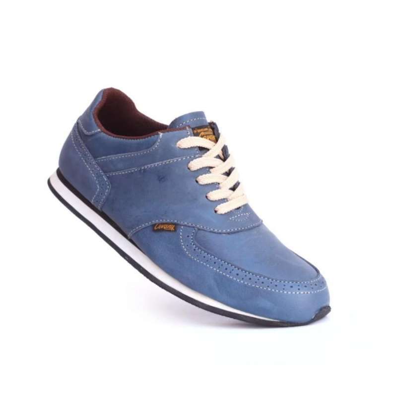Jual Sepatu Sneakers Pria Kets Cevany Erza Biru Original Material Kulit ...