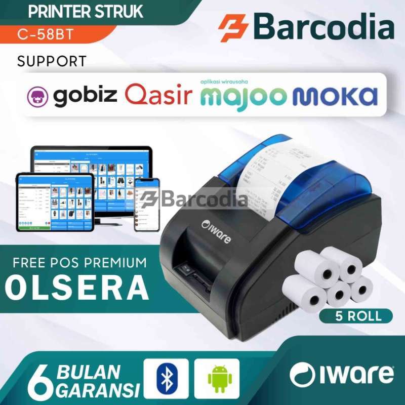 Jual PRINTER KASIR/PPOB THERMAL 58MM IWARE C58BT ANDROID (USB+BLUETOOTH) - C58BT+5ROLL di Seller ...