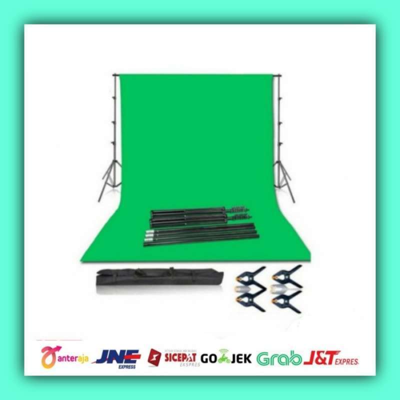Jual Green Screen 3 X 2,5m + Stand 250x300cm/4 Clamp Background Foto ...