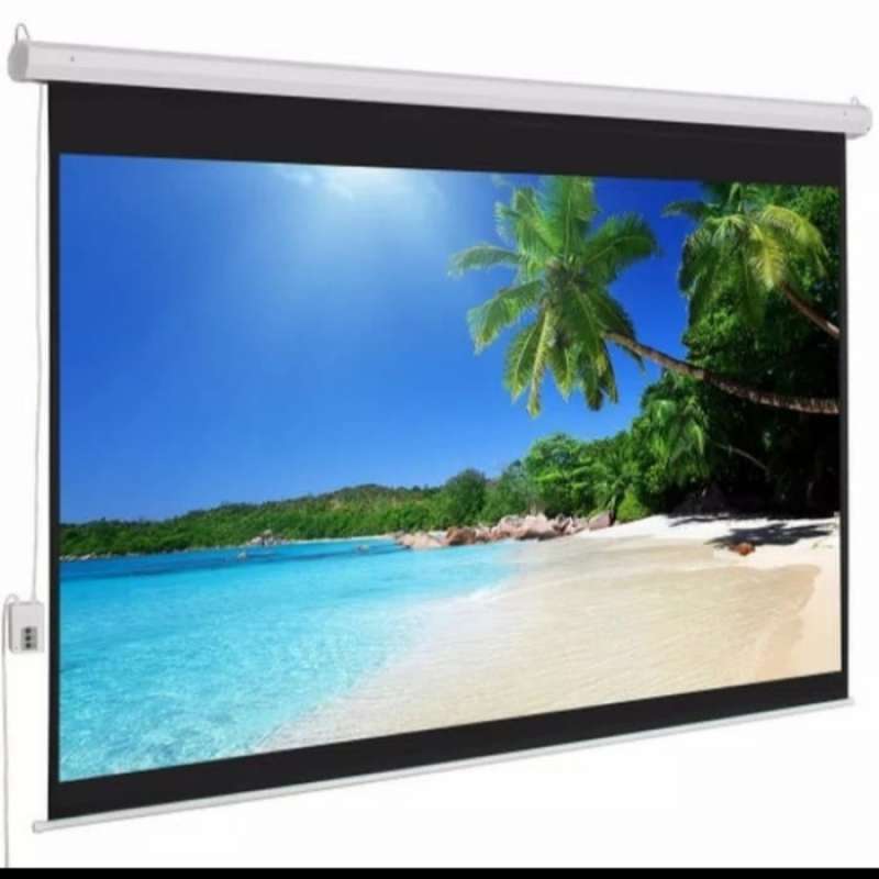 Jual layar screen projektor 70 motorized layar monitor 70 remot- Putih ...
