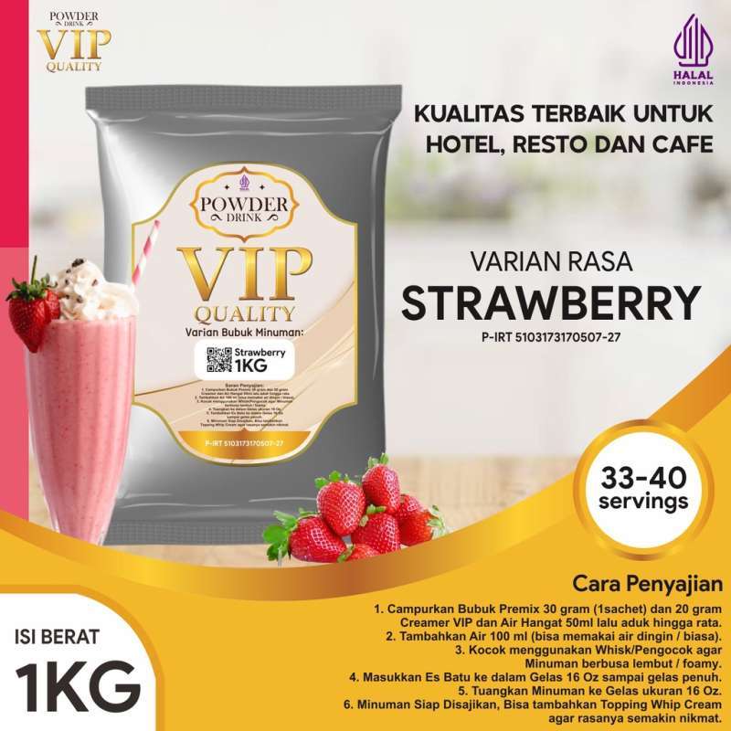 Jual Bubuk Minuman Kualitas VIP Rasa Strawberry 1 Kg Strawbery Bubuk Minuman Kelas VIP Boba ...