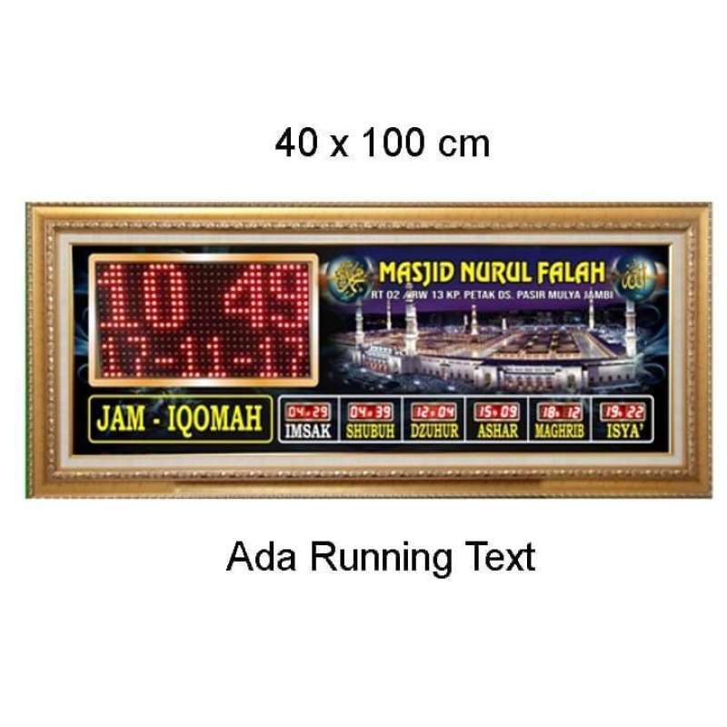 Jual Jam Digital Masjid Waktu Sholat Running Text Custom Nama 40 x 100 ...